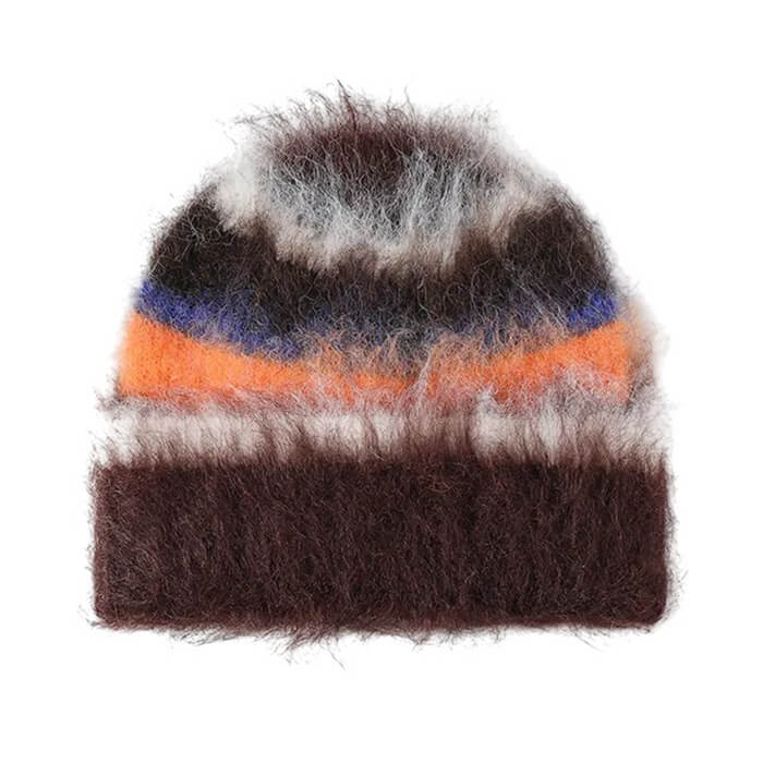 90s Fuzzy Striped Knit Beanie | BOOGZEL CLOTHING – Boogzel Clothing