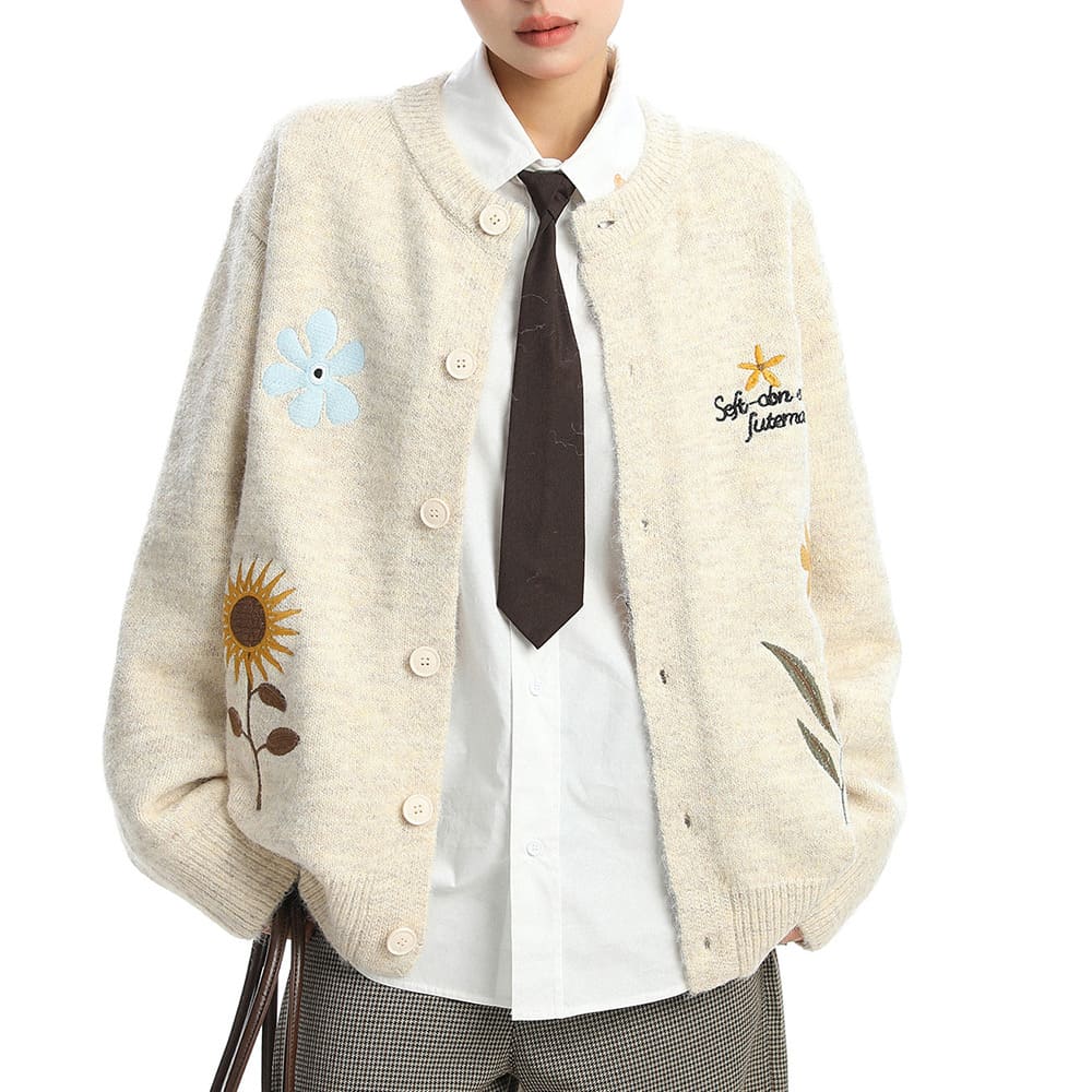 Cottagecore Embroidery Knit Cardigan | AESTHETIC CLOTHING – Boogzel ...