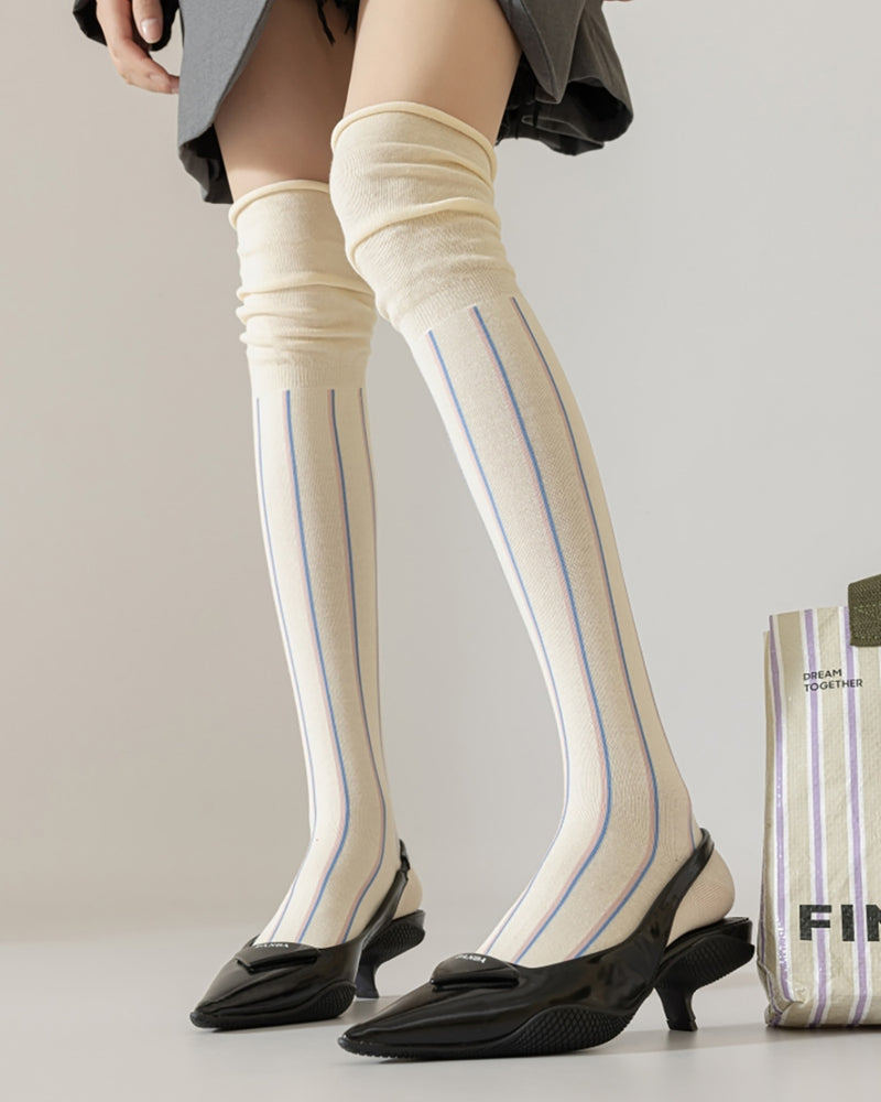 Campus Secrets Striped Knee Socks | Preppy Accessories – Boogzel Clothing