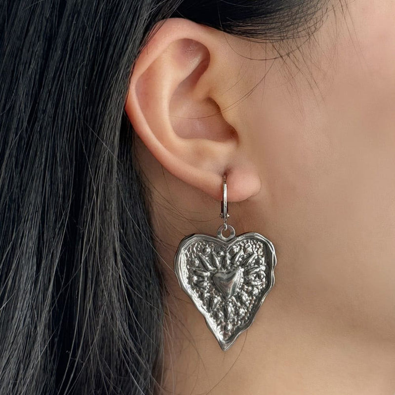 Silver Heart Coin Earrings | Crunge Accessories – Boogzel Clothing